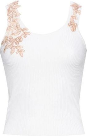 Ermanno Scervino Femme, Tops, Blanc, Taille: 40 FR Top c&ocirc;tel&eacute; avec broderie de dentelle ombr&eacute;e