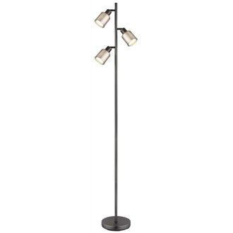 Globo Lighting Lampadaire, interrupteur &agrave; pied, m&eacute;tal, chrome noir, verre, orientable, H 161 cm