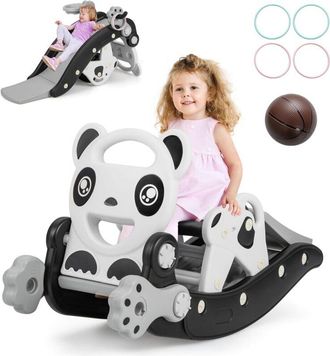 Costway Costway - 5 in 1 Kinder Rutsche, Schaukelpferd, Kinderrutsche mit Basketball & Ringspiel f&uuml;r Kinder von 1-5 Jahren, Kinder Spielplatz f&uuml;r Indoor &