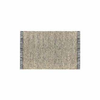 Loberon Teppich Yasira, Handgewebt, Einzigartige Fransen-Details, Weiche Haptik, 140x200 cm, Wohntextilien, Wohn-Accessoire, Polyester, Baumwolle, schwarz/Cre