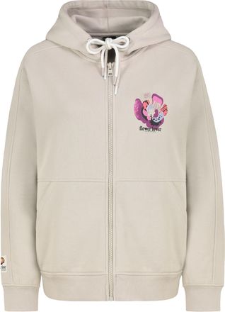 Sublevel Damen Sweatjacke mit Prints und Kapuze light-beige L