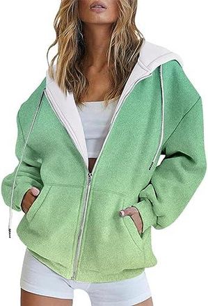 Generic Sweat &agrave; capuche pour femme - Oversize - 2026 - Y2k - Fermeture &eacute;clair - Veste &agrave; capuche - Automne - Hiver - Manteau long - Pull surdimensionn&eacute; - Loisi