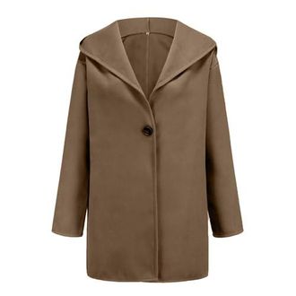 Generico Manteau en laine thermique pour femme Trench Veste chaude dhiver Veste de transition Parka avec col à revers Trench Coupe-vent, kaki, 3XL