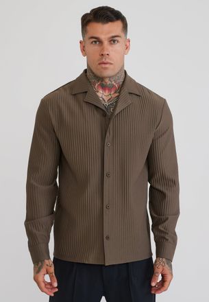 Siksilk Herren Braun Langarm Plissee Hemd XXL