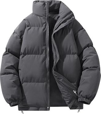 Generic Doudoune chaude pour homme avec col montant et fermeture &eacute;clair - Manteau dhiver &eacute;pais et &eacute;pais - Manteau &agrave; bulles de ski, gris fonc&eacute;, 3XL