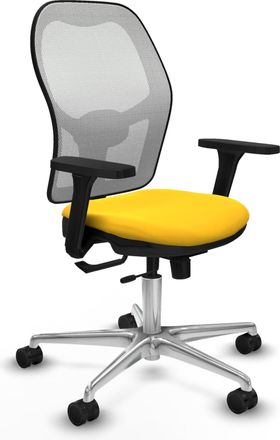 Piqueras y Crespo B&uuml;rostuhl mit 3D-Armlehnen, h&ouml;henverstellbare Lendenwirbelst&uuml;tze, ausgestattet mit Syncro/Translack und Schaumstoff, Rollen 65 mm, Nylon, Wei&szlig;/Gelb