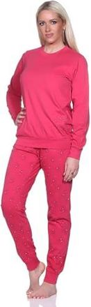 Normann Pyjama à manches longues pour femme avec poignets et motif coeur, Rose, 46-48