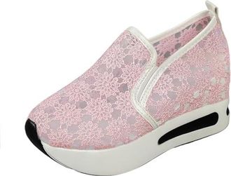 Generic Baskets orthop&eacute;diques pour femme - Broderie florale - Respirantes - Bout rond - Chaussures compens&eacute;es habill&eacute;es et d&eacute;contract&eacute;es - Chaussures de march