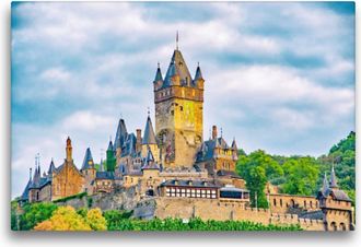 Calvendo Premium Textil-Leinwand 45 x 30 cm Quer-Format Reichsburg Cochem | Wandbild, HD-Bild auf Keilrahmen, Fertigbild auf hochwertigem Vlies, Leinwanddruck 