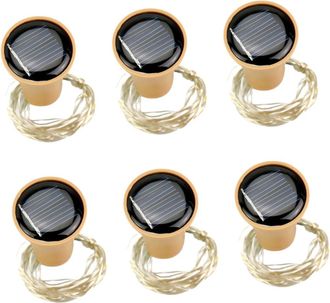 STOBOK 6stücke Solar Flaschenlicht Kupferdraht Lichterkette Party Festival Dekoration Für Haus Garten Weinflasche Lampen in Zufallsfarben