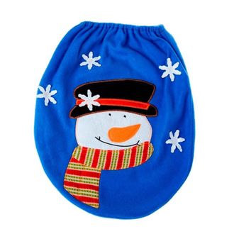 Cabilock Blauer Schneemann Toilettensitzbezug Für Weihnachtsdekoration Im Badezimmer Festlicher Sitzbezug Mit Entzückendem Design Badezimmer-deko Für