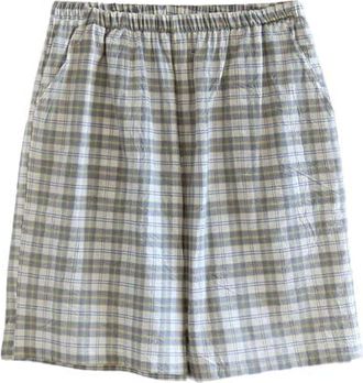 Generico Short d&eacute;t&eacute; en lin en coton et short l&eacute;ger respirant confortable Bermuda de couleur unie d&eacute;contract&eacute; pour homme avec cordon de serrage et poches courte