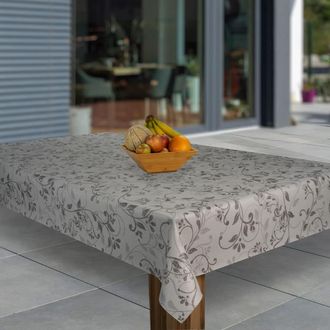 Laro Wachstuch-Tischdecke Abwaschbar Wachstischdecke PVC Plastik-Tischdecken Eckig Meterware Abwischbar, Muster:Ranken Grau Schwarz, Größe:100x140