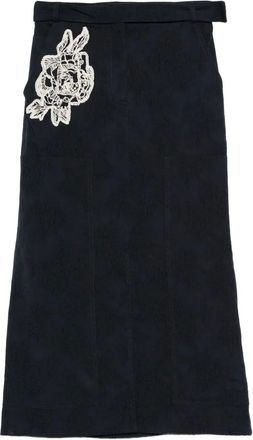 Erdem jupe mi-longue à appliqués fleurs - Bleu