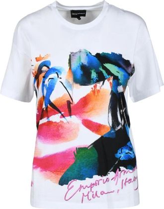 Emporio Armani Femme, Tops, Blanc, Taille: 36 FR T-shirt en coton avec style unique