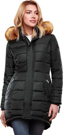 Navahoo Papaya Damen Winter Jacke Steppjacke Mantel Parka gesteppt warm B374 [B374-Papaya-Schwarz-Gr.S]