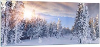 Arttor Panorama Bilder auf Glas 100x40cm Glasbild Abenteuer alpen winter schnee Gro&szlig; Wanddeko Bild im Glas Schlafzimmer K&uuml;che Wandbilder Dekoration Wohnzimme