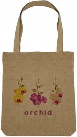 Fabulous Sac Shopping Tote Bag Aspect Lin - Orchid Flowers Watercolor Chic Garden Love - Sac de Courses Toile Epaisse 360g Beige Naturel Cabas Port&eacute; Epaule Sol