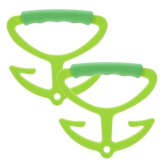 Valiclud Lot de 2 Poign&eacute;es Porte-Paquet L&eacute;g&egrave;res et Ergonomiques pour Paquet de Courses Crochet Plastique Robuste Couleur Vert Clair Accessoire Pratique pour Tr