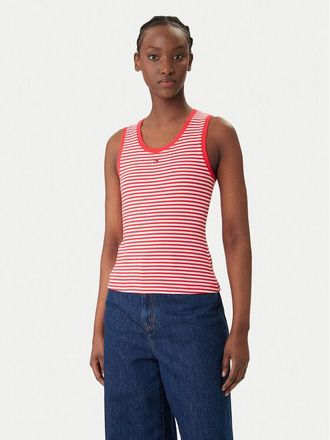 Tommy Jeans Top Essential DW0DW20673 Rot Slim Fit