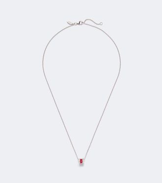 Bucherer Halskette Baguette Love aus 18kt Wei&szlig;gold mit Diamanten und Rubinen