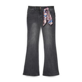 Fiorella Rubino Flare-Jeans mit Halstuch - - Jeans - Damen - Grau - XL