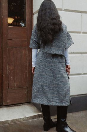 Next Cape Langes Stola-Cape mit Tailleng&uuml;rtel und Wollanteil (1-St)