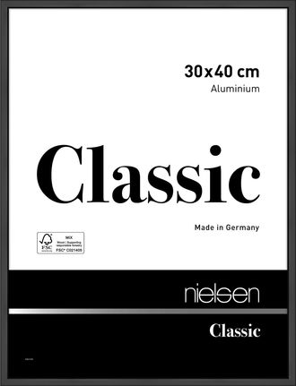 Nielsen Design Bilderrahmen, 30 x 40 cm, Aluminium, Schwarz matt, Fotorahmen zum Aufh&auml;ngen im Hoch- & Querformat, Echtglas, Classic
