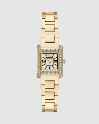 Emporio Armani Damenuhr aus goldfarbenem Edelstahl mit zwei Zeigern, AR11795