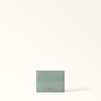 Furla Camelia Kompaktes Portemonnaie S Winter Sky Blau Lackiertes Strukturiertes Ares Leder Damen