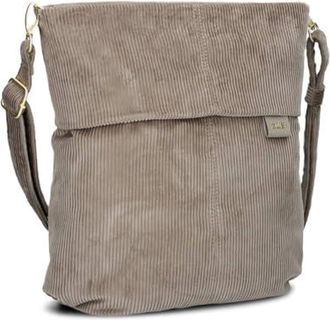 zwei Mademoiselle.M M12 Sac à bandoulière pour femme 7 l, format A4, porte-clés, compartiment secret, bandoulière amovible extra courte, Velours côtelé mok