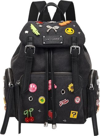 La Carrie Femme, Sacs, Noir, Taille: ONE Size Pins Canvas Backpack