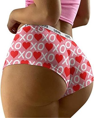 Generico Culotte en Coton Taille Haute pour Femmes Boxer pour Femmes avec Impression Amusante de Coeurs Sous-V&ecirc;tements Confortable &Eacute;lastique Culotte de Saint V