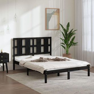Les Tendances Les Tendances - skm Cadre de lit Noir Bois de pin massif 140x190 cm