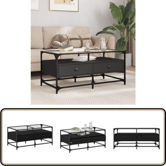 vidaXL Table basse avec dessus en verre noir 98,5x50x45 cm acier - Table Basse - Meuble Salon - Table Dappoint - Table Design - Table En Verre