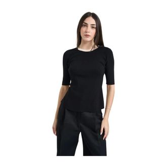 Elisabetta Franchi Femme, Pulls, Noir, Taille: 40 FR Maille &agrave; col rond