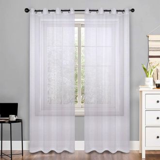 Superior Sheer Curtains Jackson Streifendesign, 132,1 x 243,8 cm, mit &Ouml;sen, luftig, lichtdurchl&auml;ssig, lichtdurchl&auml;ssig, f&uuml;r Schlafzimmer, Wohnzimmer, 2 Paneele