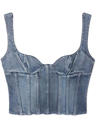 Off-white haut crop Bustier en jean - Bleu