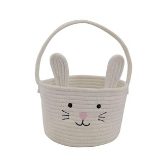 Generic Osterk&ouml;rbchen mit Henkel, Osterkorb Kinder Osternest Korb, Osterk&ouml;rbe Hase Mit Ohren Zum Bef&uuml;llen, Ostern K&ouml;rbchen Geflochten Baumwollseilkorb zur Auf