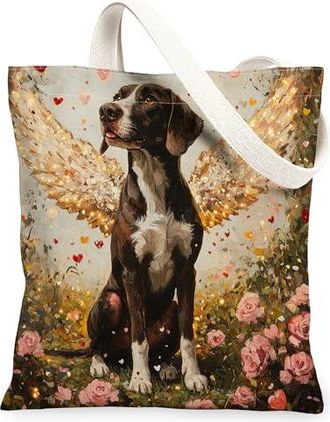 Generic Sac fourre-tout en toile &agrave; poil court allemand pour le shopping 33 x 38 cm, sac d&eacute;picerie r&eacute;utilisable pour femme, motif animal de compagnie, d&eacute;corati