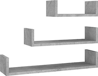 vidaXL Étagères Murales 3 pcs, Meuble de Rangement, Organisateur de Maison Salon Salle de Séjour Intérieur, Gris Béton Bois dIngénierie