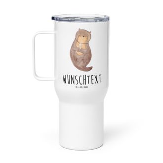 Mr. & Mrs. Panda Personalisierter XXL Thermobecher Otter Muschel - Personalisierte Geschenke, Seeotter, Motivation, Medaillon, Positiv, PersonalisierteXL Reisetasse, B