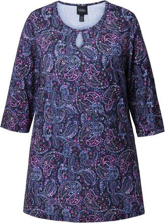 Ulla Popken T-Shirt T-Shirt A-Linie Keyhole Rundhals 3/4-Arm