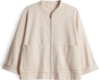 OPUS Damen Sweatshirt | Sweatjacke GOPTA Loose im angesagten Blouson Look Natural Glaze, 40