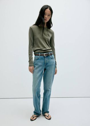 Mango T-shirt coton ajust&eacute; kaki - Femme - XXS - MANGO
