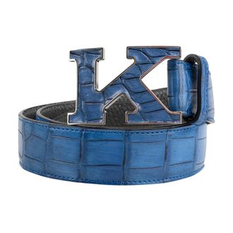 Kiton Homme, Accessoires, Bleu, Taille: 115 CM Usc20Pn0010251002 Ceinture en cuir de crocodile