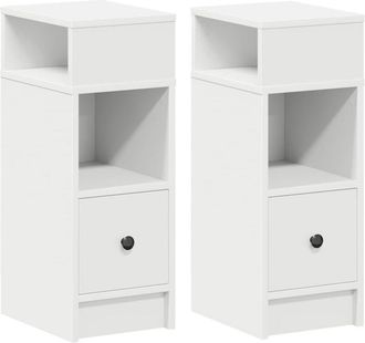 vidaXL Tables de chevet 2 pcs avec tiroir blanc 25x31x66 cm Vidaxl