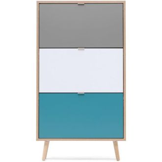 Les Tendances Les Tendances - cuba Meuble a chaussures 18 paires - Decor Chene sonoma et gris clair - l 70 x p 24 x h 127 cm