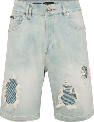 Philipp Plein short à effet usé - Bleu