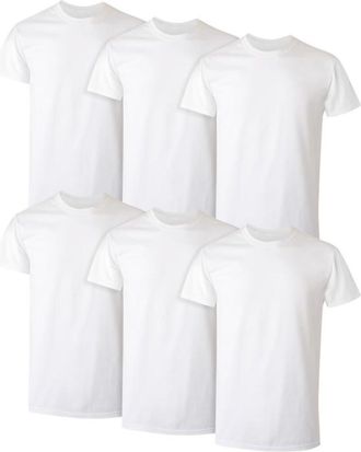 Hanes Herren Mens Cotton, Moisture-Wicking Crew Tee Undershirts, Multi-Packs Baselayer, Wei&szlig; - 6 St&uuml;ck, XL (6er